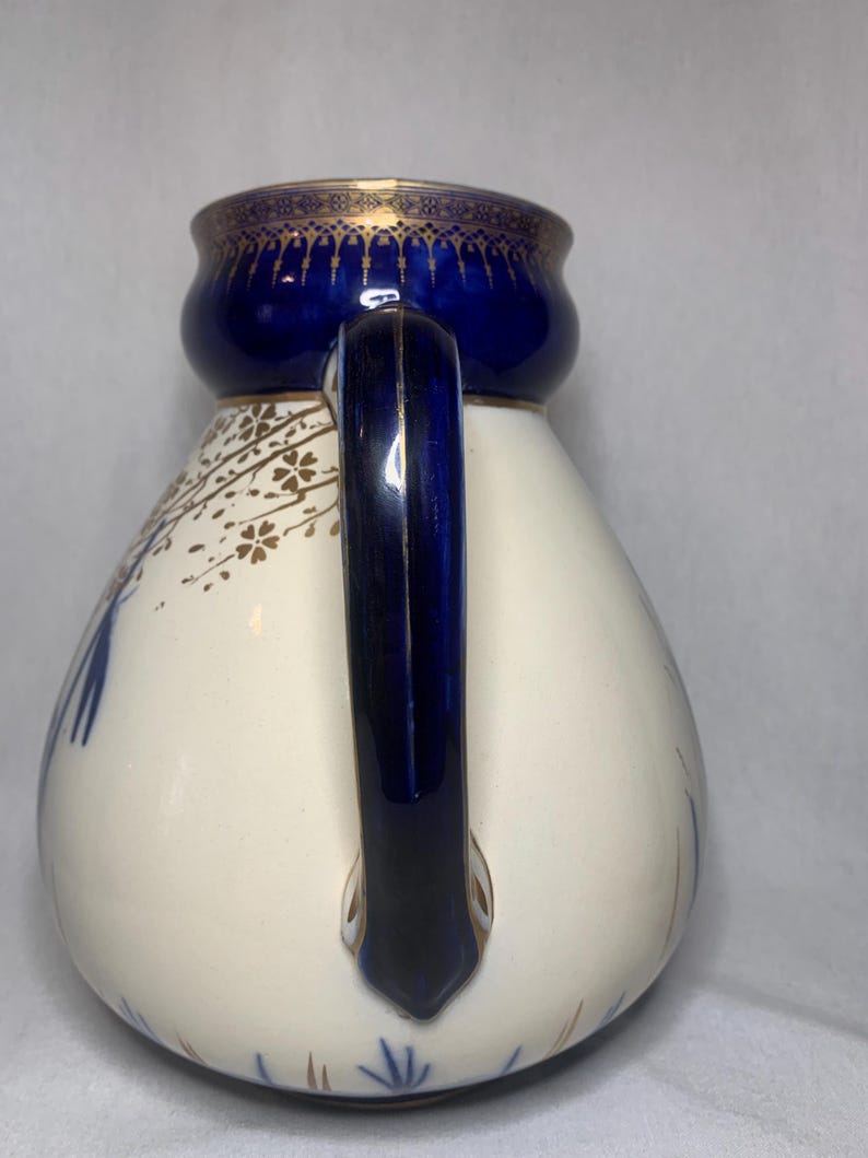 Antique 1889 Doulton Burslem England Handpainted Crane Pitcher - Etsy
