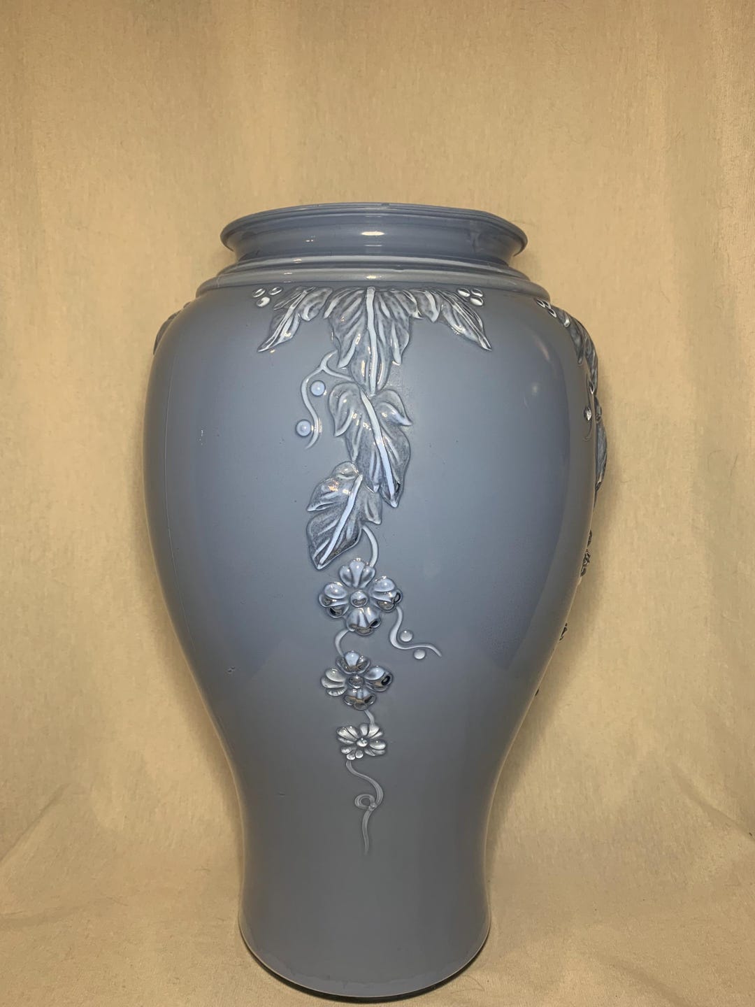 Vintage 16”H Anchor Hocking Periwinkle Blue Cascade Glass W/ Baked ...
