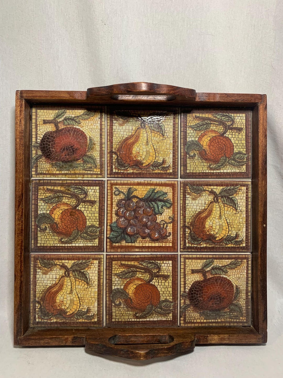 Vintage Wooden 9 Tile Fruit Themed Serving Tray - Etsy