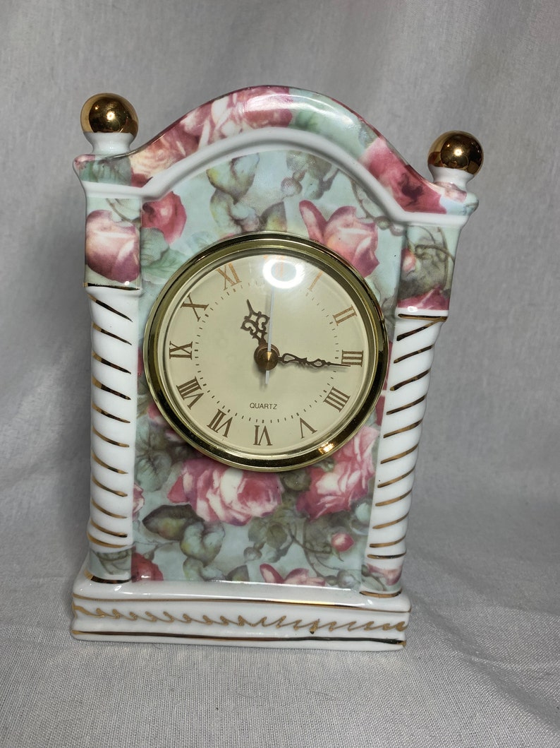 Vintage Mainstays Porcelain Rose Column Clock - Etsy