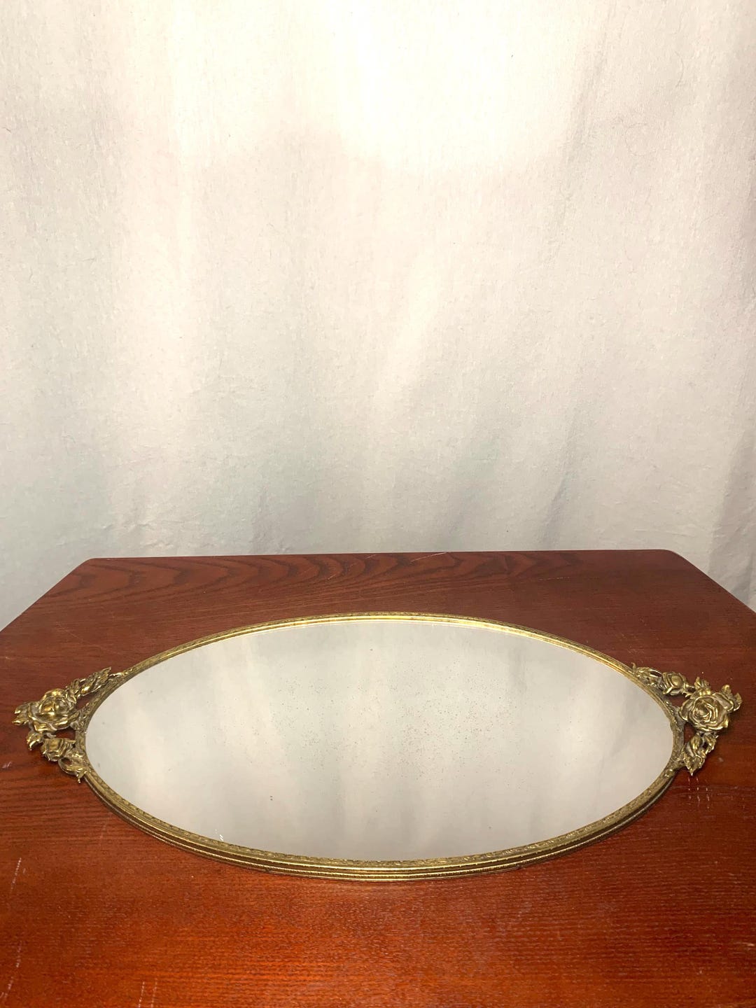Vintage Ornate Golden Rose Vanity Mirror Tray - Etsy