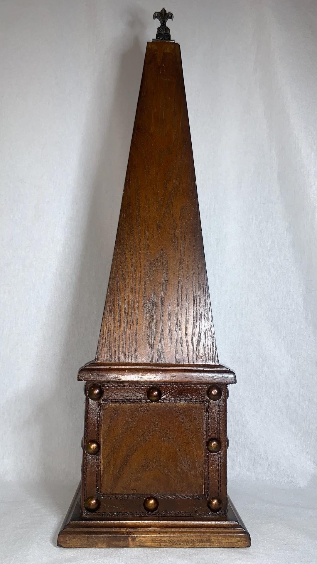 Vintage Wooden Leatherbound Obelisk With Ornate Finial - Etsy
