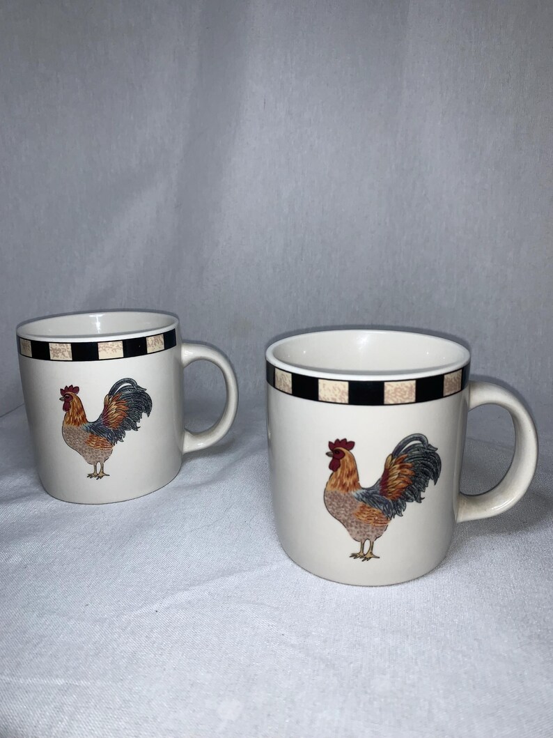 Vintage Gibson Farmhouse Rooster Coffee Mugs pair - Etsy
