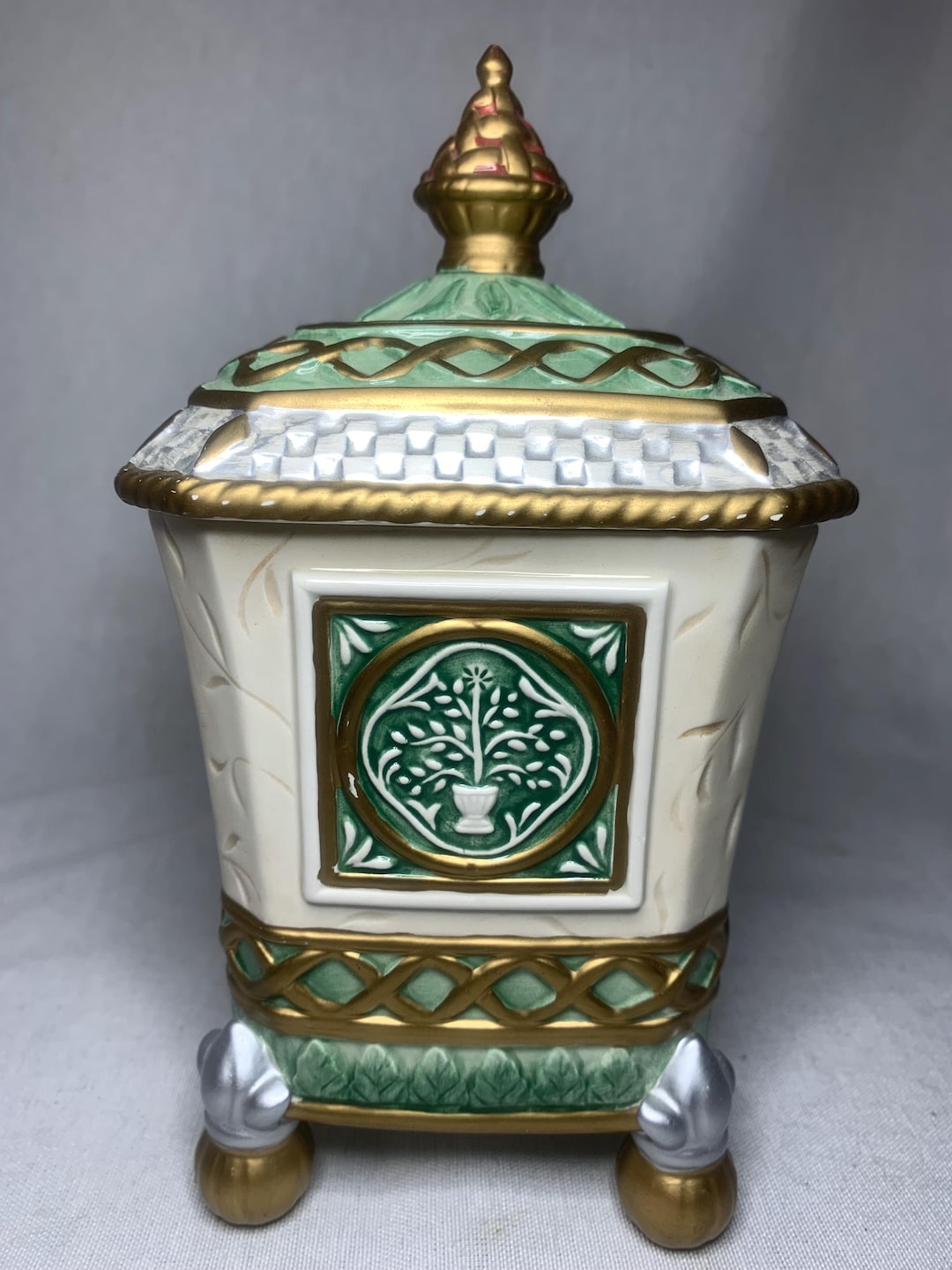 Vintage Fitz&floyd Georgian Classic Footed Jar/container With Lid - Etsy