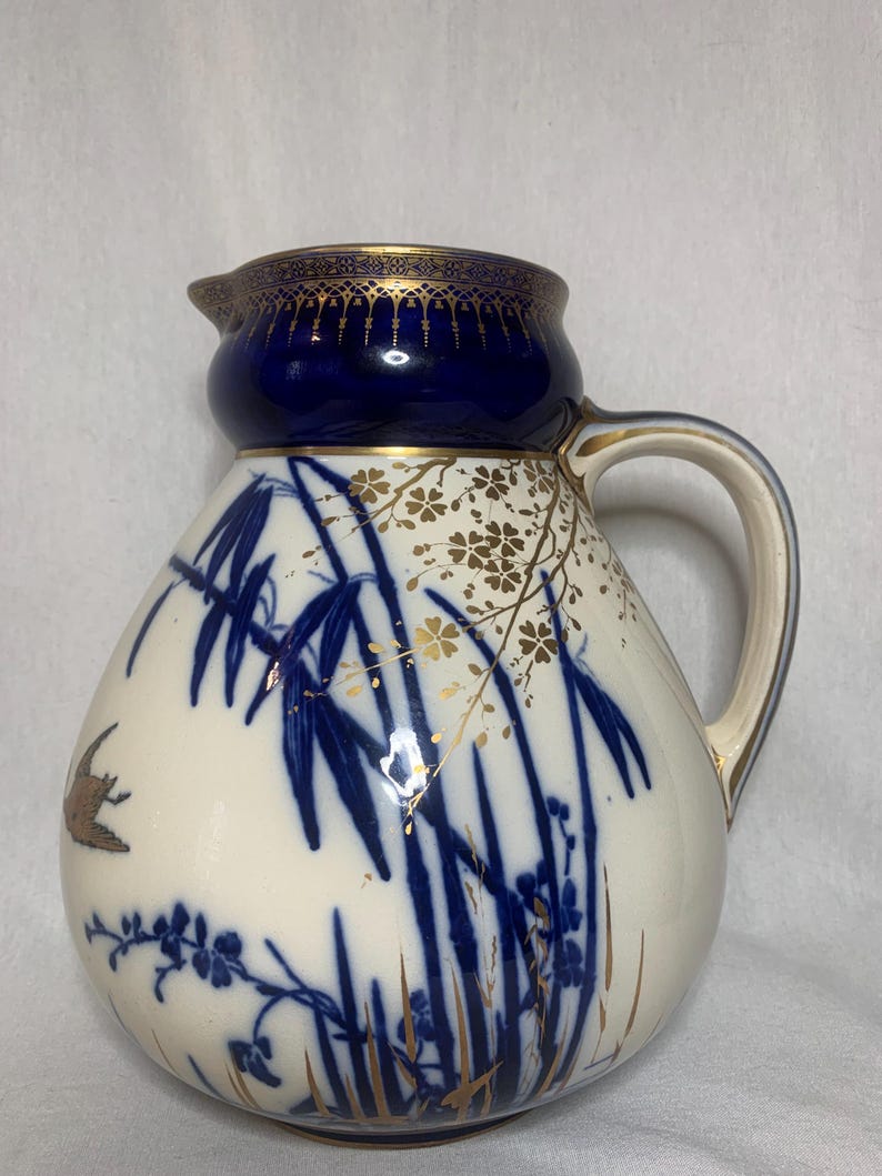 Antique 1889 Doulton Burslem England Handpainted Crane Pitcher - Etsy