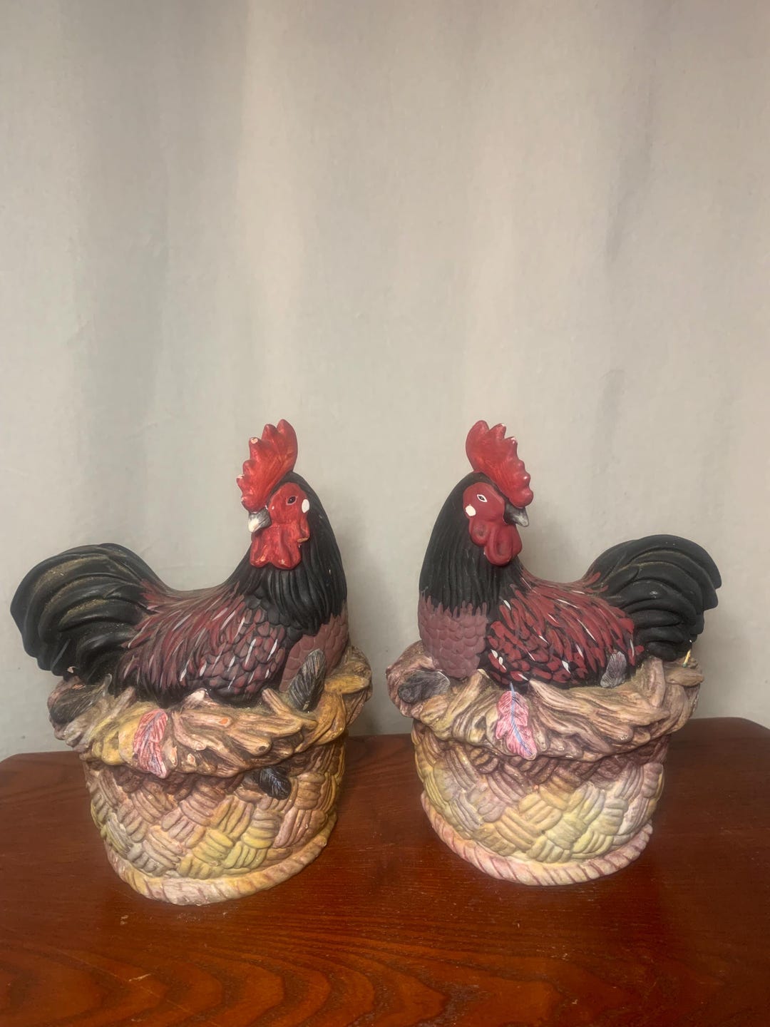 Vintage 1999 Ceramic Rooster Bookends - Etsy