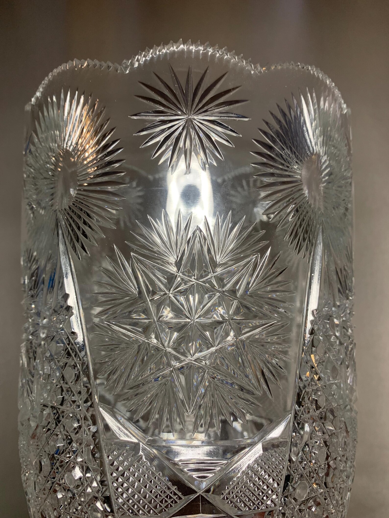 Large Vintage Signed Yasemin Clear Cut Crystal Vase - Etsy