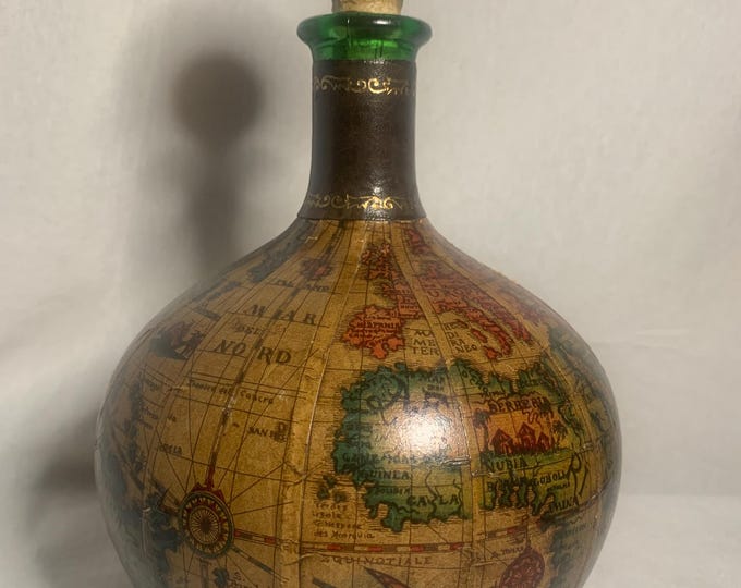Vintage Old World Leather Map Decanter - Etsy