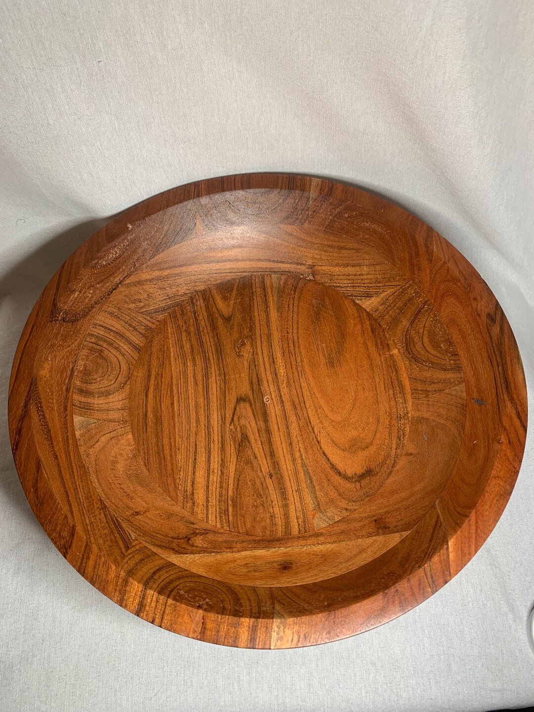 Vintage Acacia Wood Decorative Bowl - Etsy
