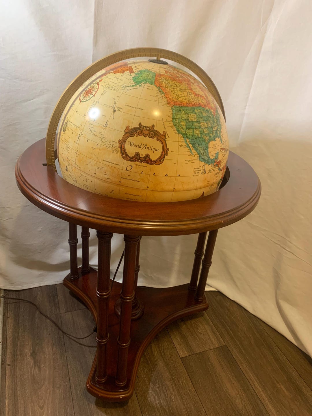 Vintage Scan Globe A/S 16" Illuminated on Rolling Caster Stand-denmark ...
