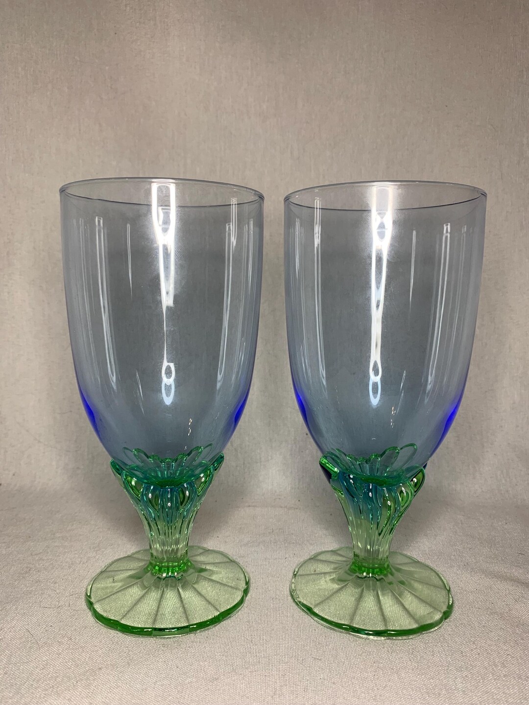 Vintage Pair of 1960’s Bormioli Rocco Bahia Blue&green Crystal Sweet ...
