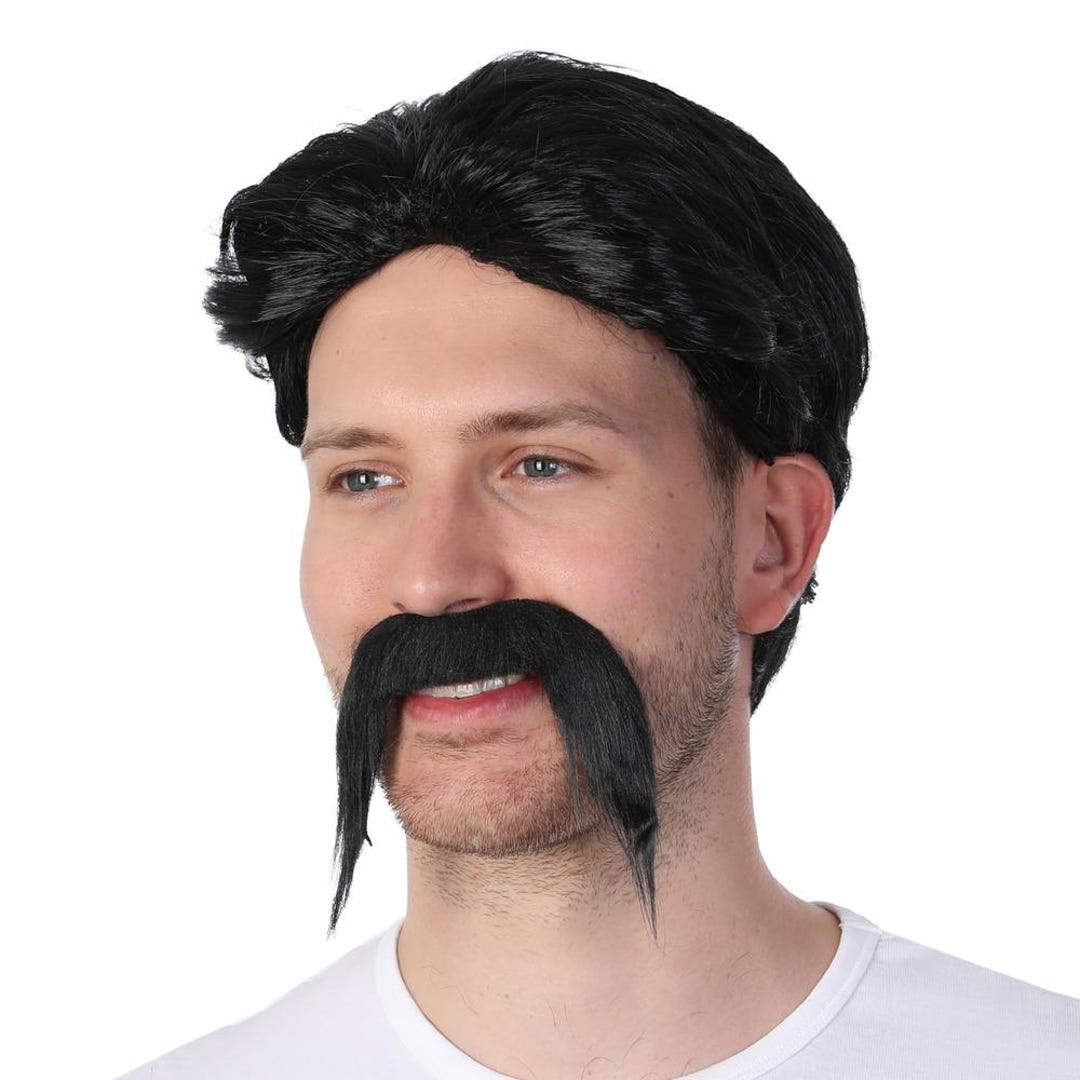 Black Disco Wig and Tash 1970s 1980s Fancy Dress Costume Party - Etsy