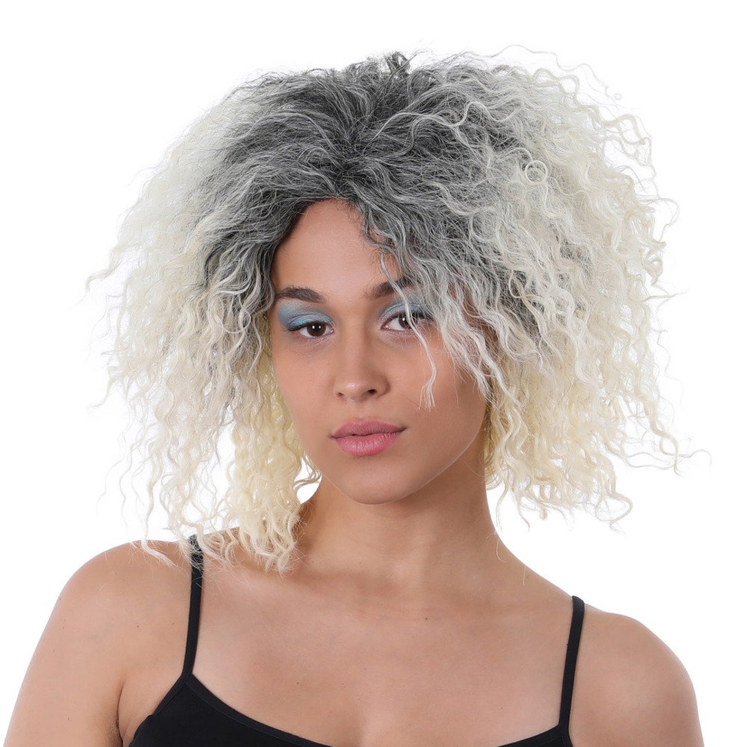 Pop Star Blonde 1980s Curly Wig Fancy Dress Costume Dancer Cosplay Wig ...