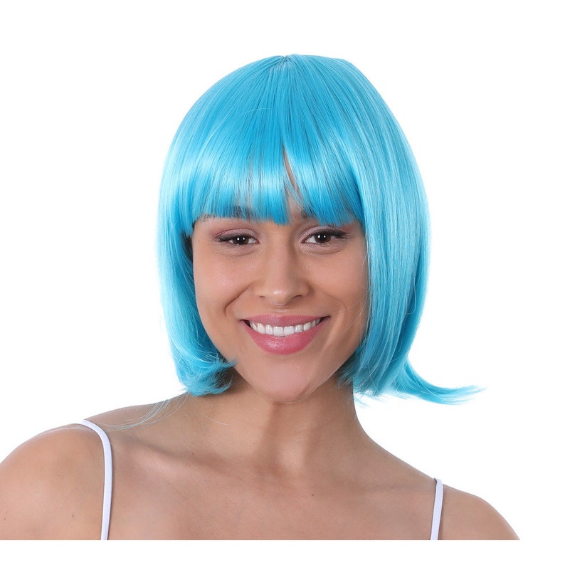 Baby Blue Bob Wig Neon Fancy Dress Cosplay 1980s Party Festival - Etsy