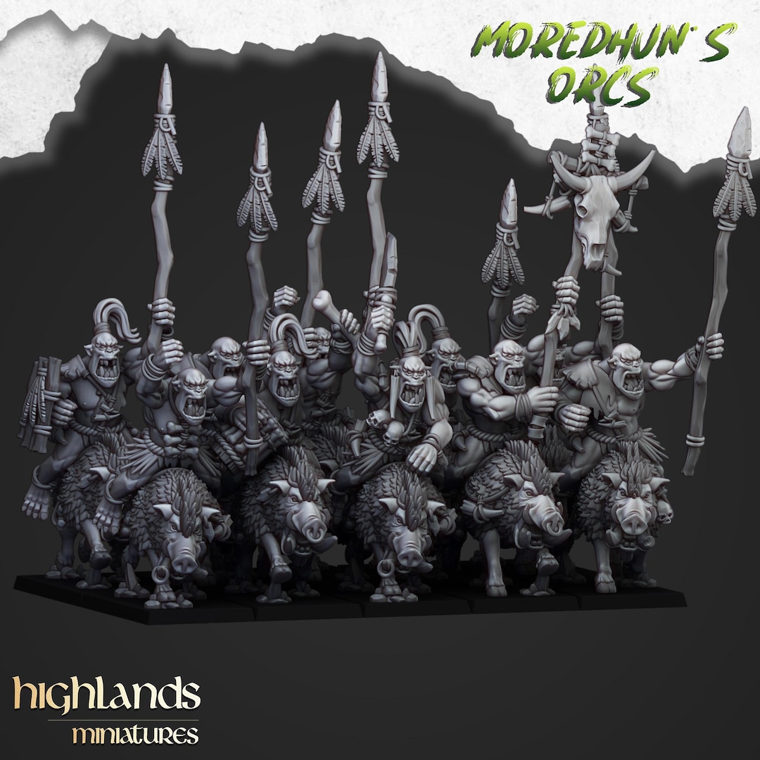 Mounted Cave Orcs – Orc Cavalry Unit – Fantasy Wargame Proxy ...