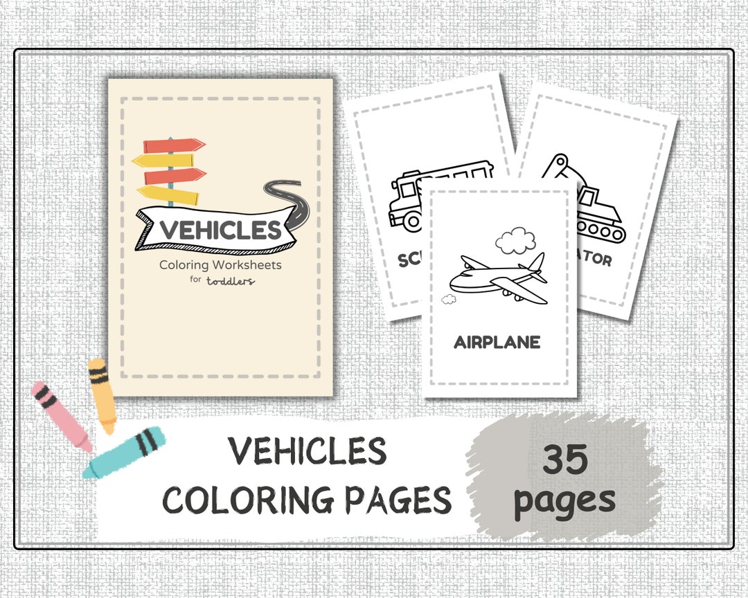 Vehicles Coloring Pages for Kids: Transportation Activity Sheets (PDF ...