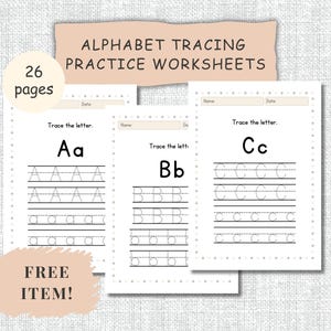 ABC Tracing Activity Book: Printable Letter Worksheets (PDF) - Etsy