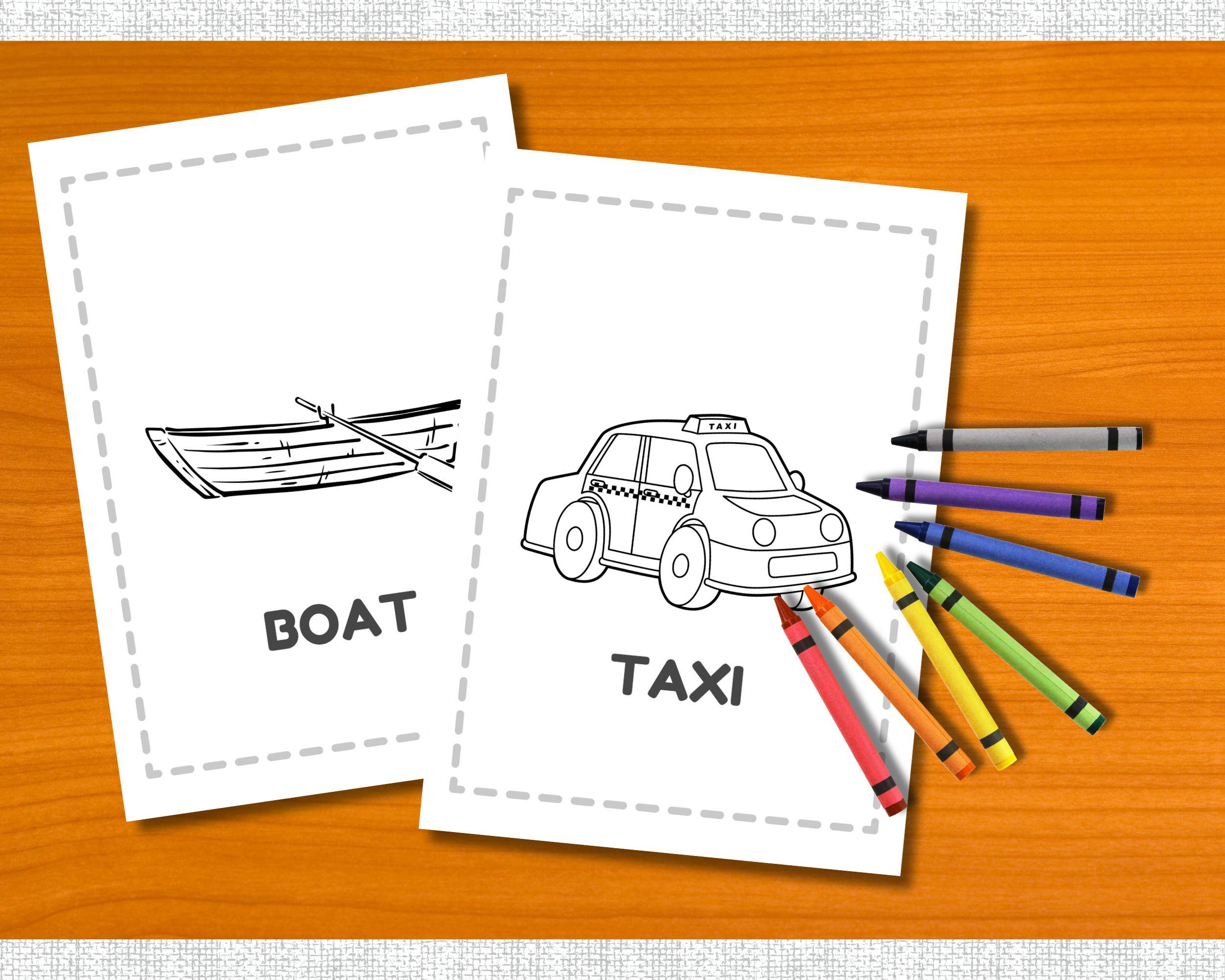 Vehicles Coloring Pages for Kids: Transportation Activity Sheets (PDF ...