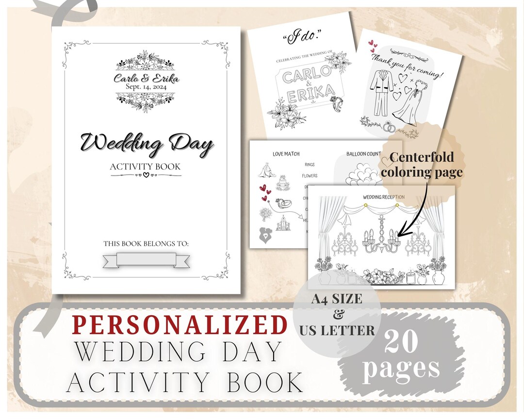 Personalized Wedding Activity Book, Kids Wedding Coloring Pages ...