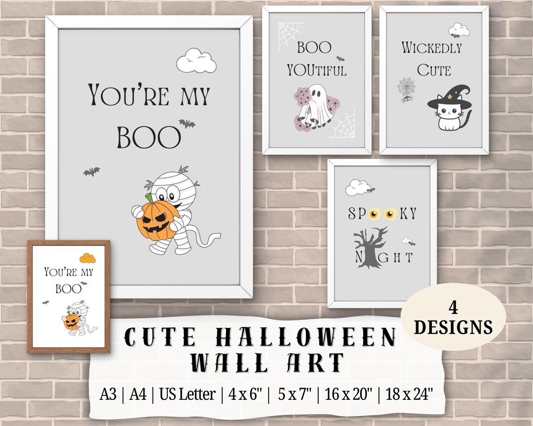 Halloween Wall Art Decor, Printable Cute Gallery Wall Poster, Halloween ...