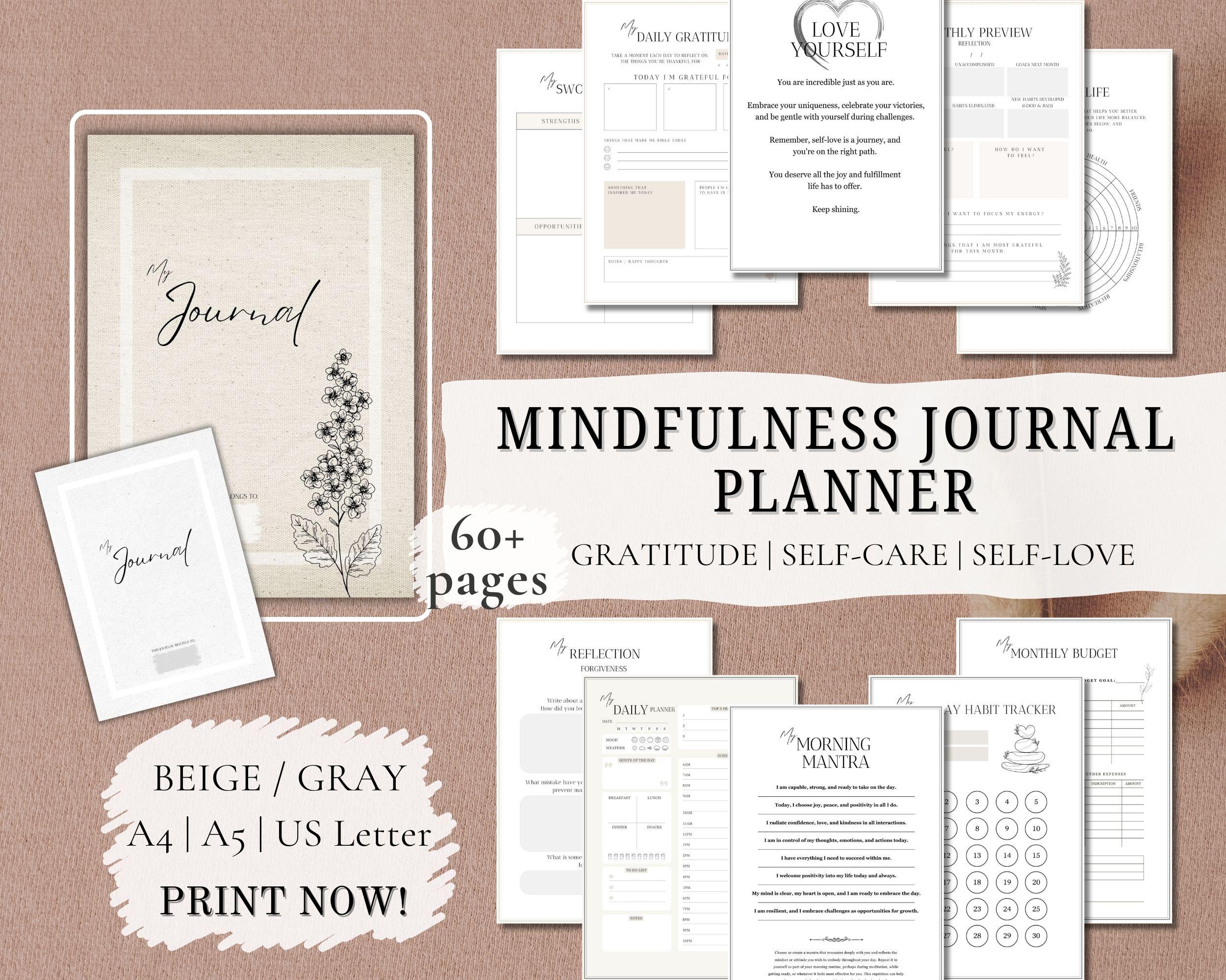 Mindfulness Journal Printable Self-care Journal Self-love Journal ...