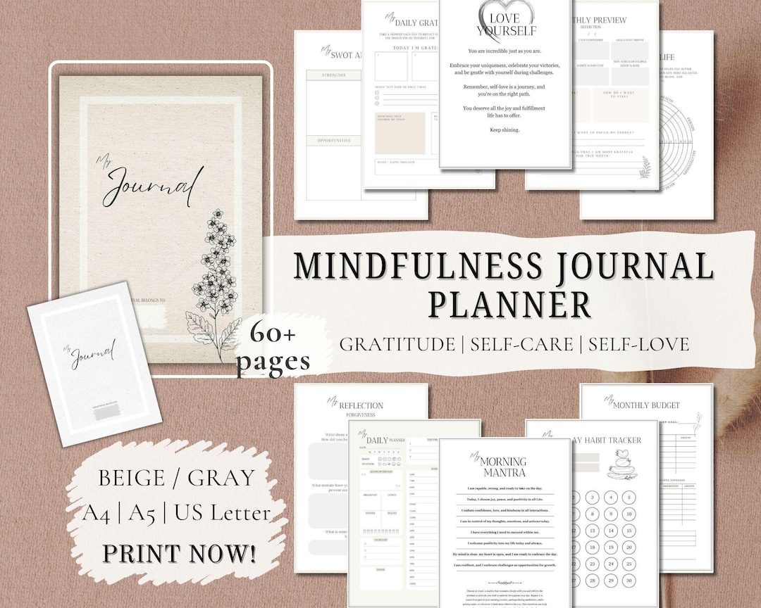 Mindfulness Journal, Self-care and Self-love Planner, Gratitude Journal ...