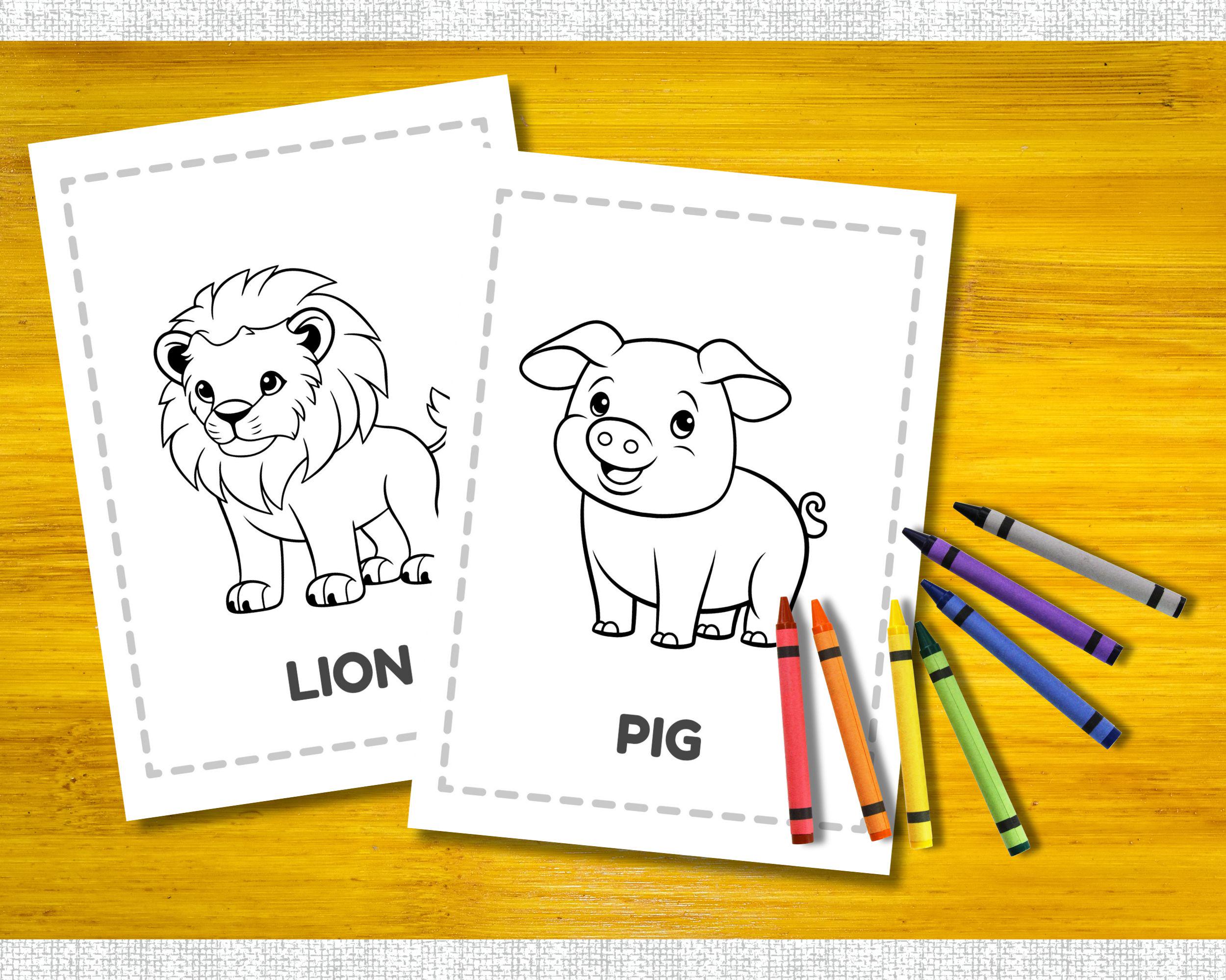 Animal Coloring Pages, Animals Coloring Worksheets, Printable Easy ...