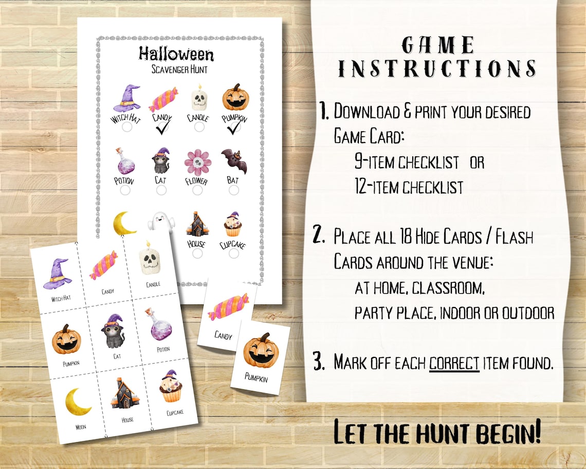 Halloween Scavenger Hunt for Kids, Halloween Party Game Printable ...