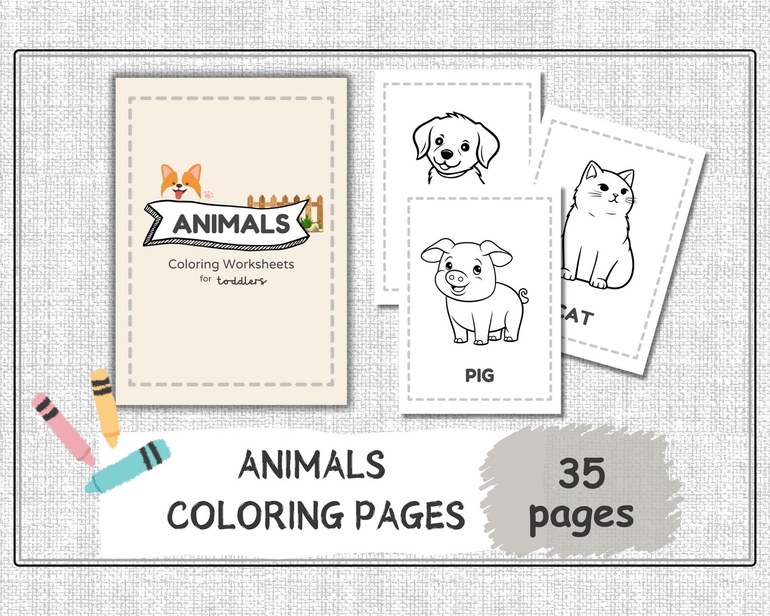 Animal Coloring Pages, Animals Coloring Worksheets, Printable Easy ...