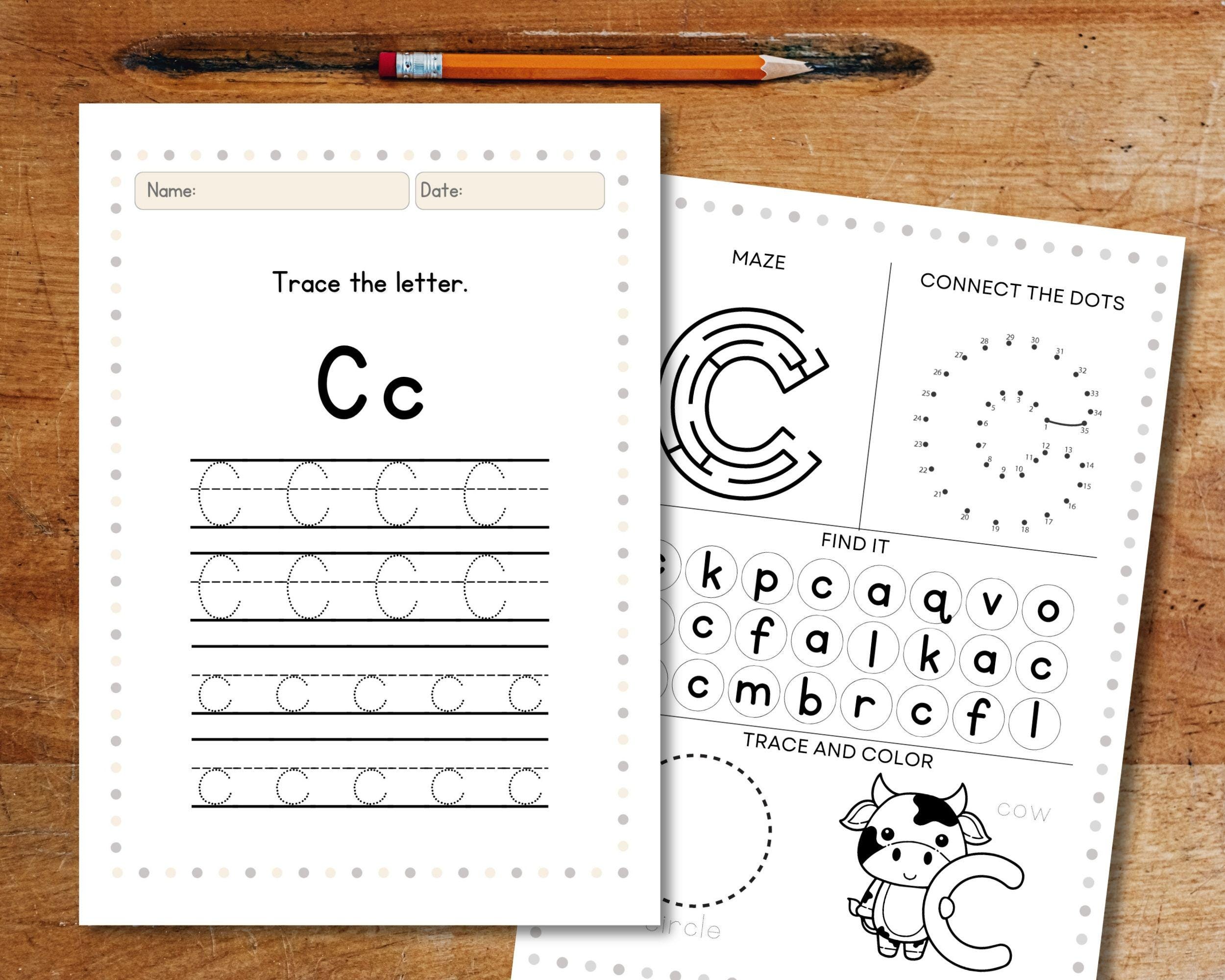 ABC Tracing Activity Book: Printable Letter Worksheets (PDF) - Etsy