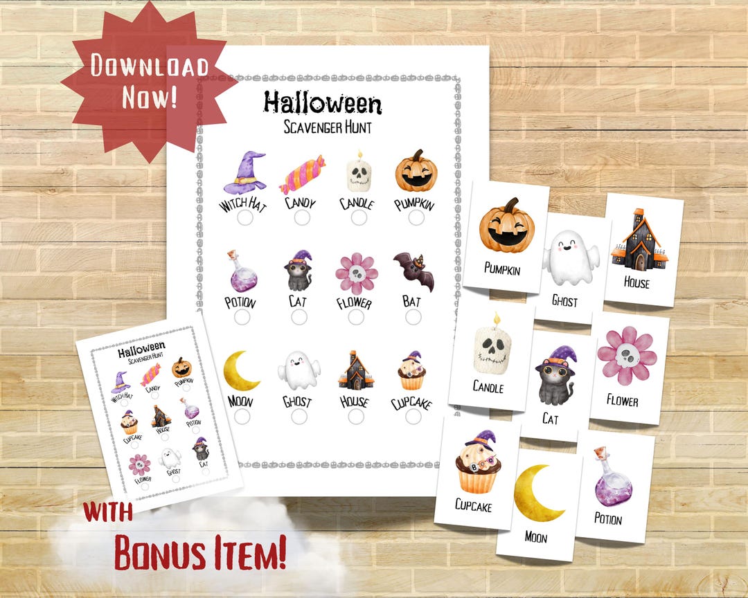 Halloween Scavenger Hunt for Kids, Halloween Party Game Printable ...