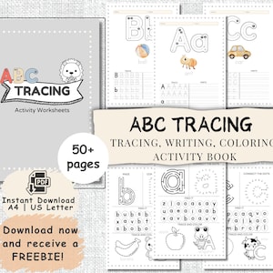 ABC Tracing Activity Book: Printable Letter Worksheets (PDF) - Etsy