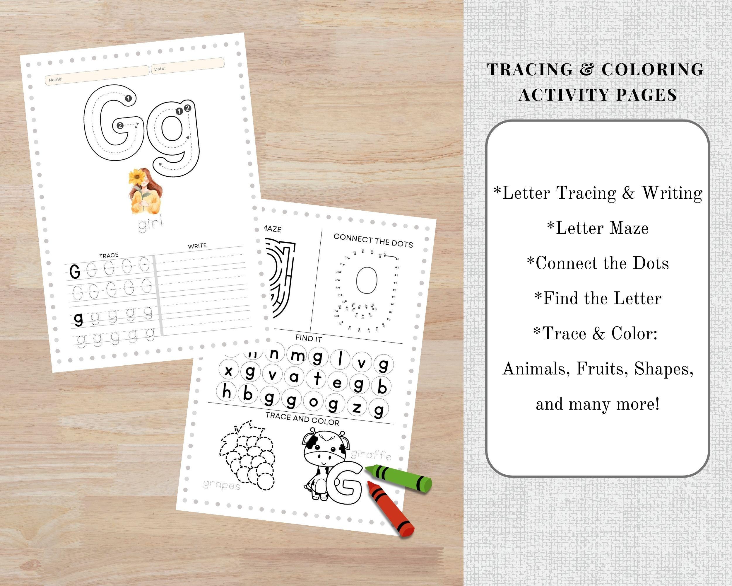 ABC Tracing Activity Book: Printable Letter Worksheets (PDF) - Etsy