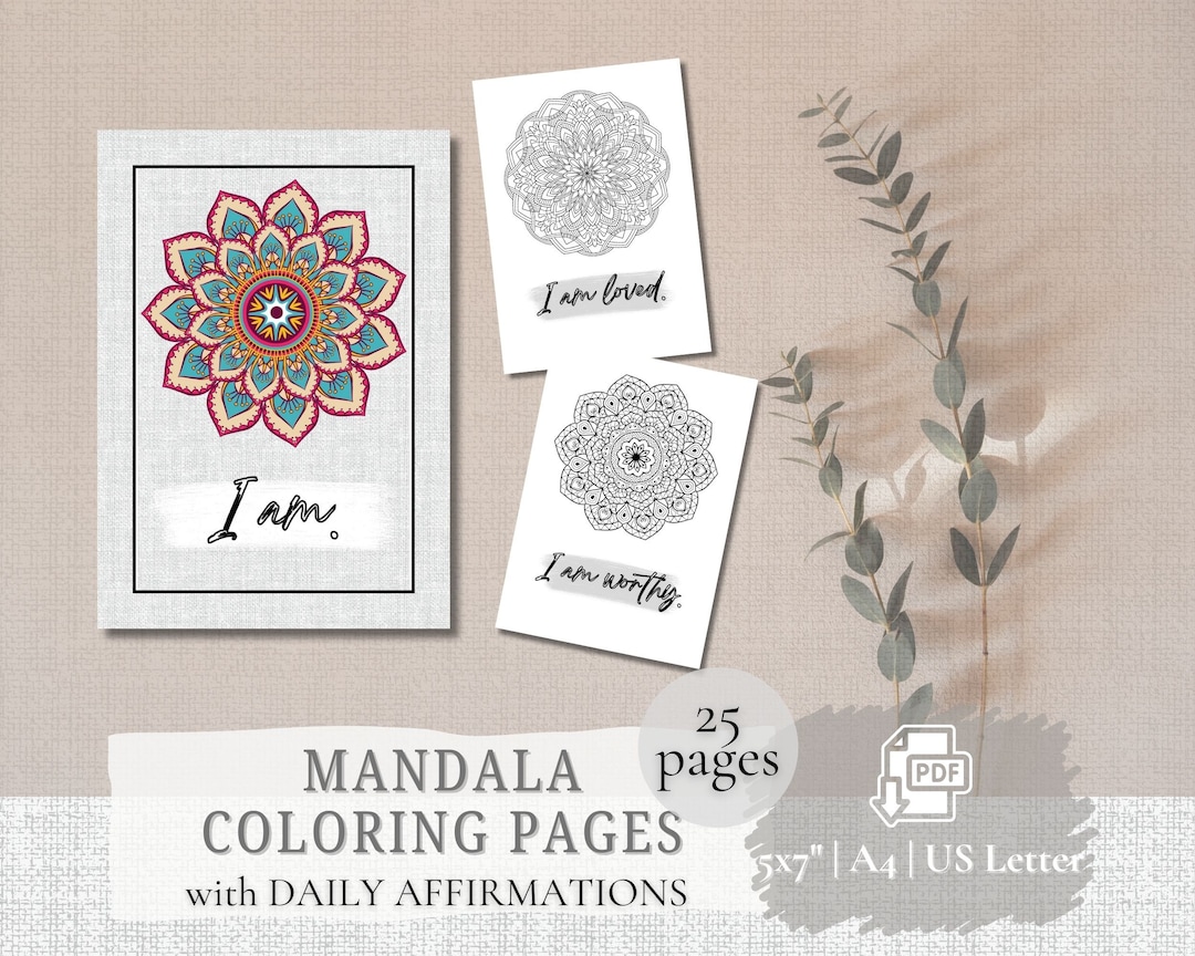Mandala Coloring Pages With Affirmations, Art Therapy (PDF Printable ...