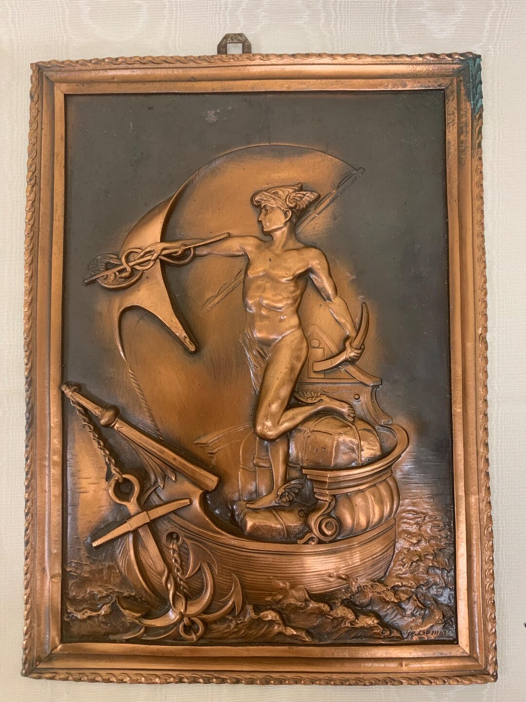 Greek God Hermes Roman God Mercury Antique Bronze Relief Wall Hanging ...