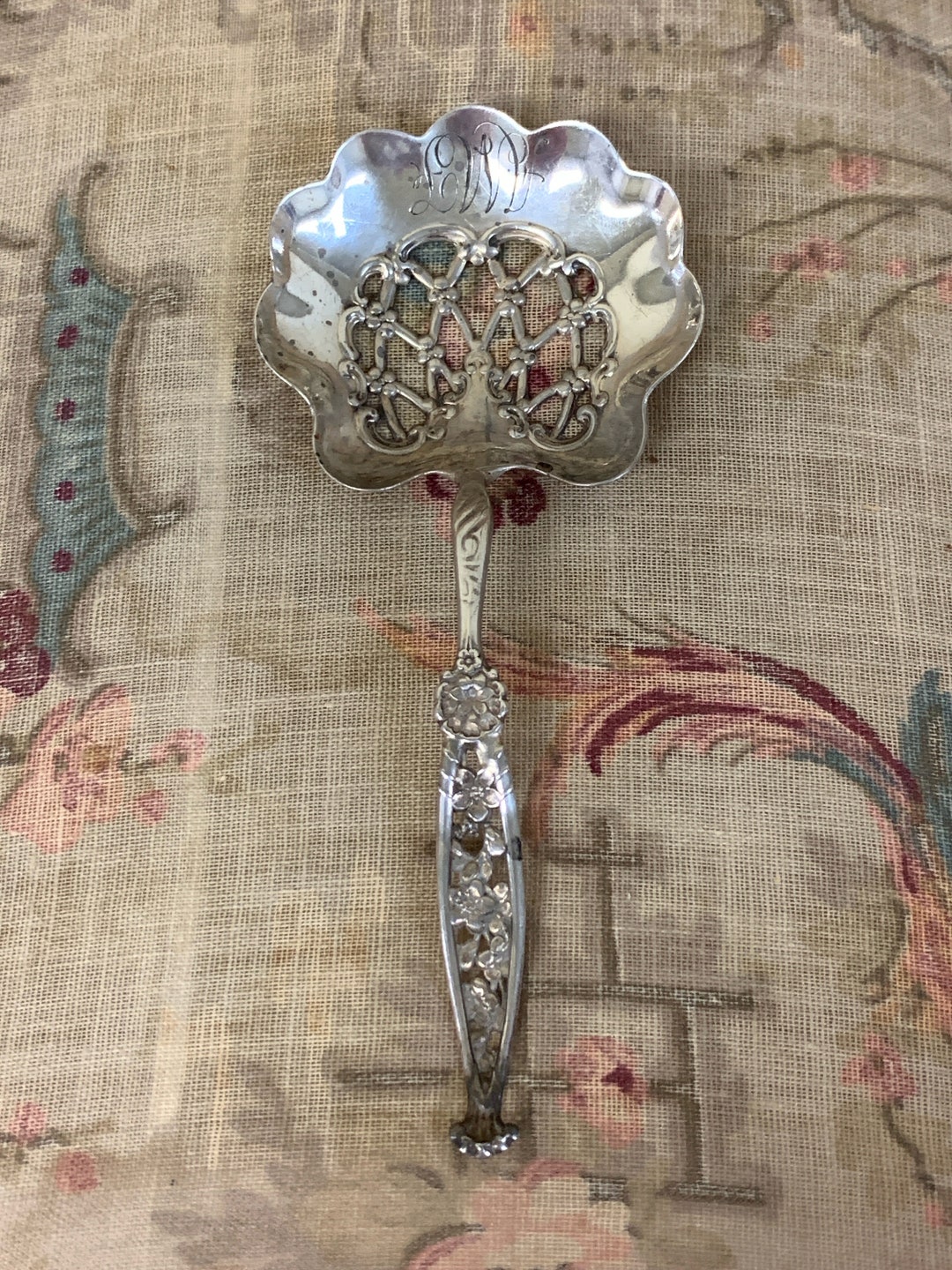 Sterling Silver Antique Nut or Bon Bon Spoon With Engraved Initials ...