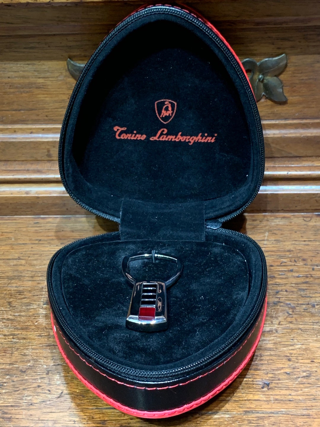 Vintage Tonino Lamborghini Black & Red Stone Key Ring New in Original ...