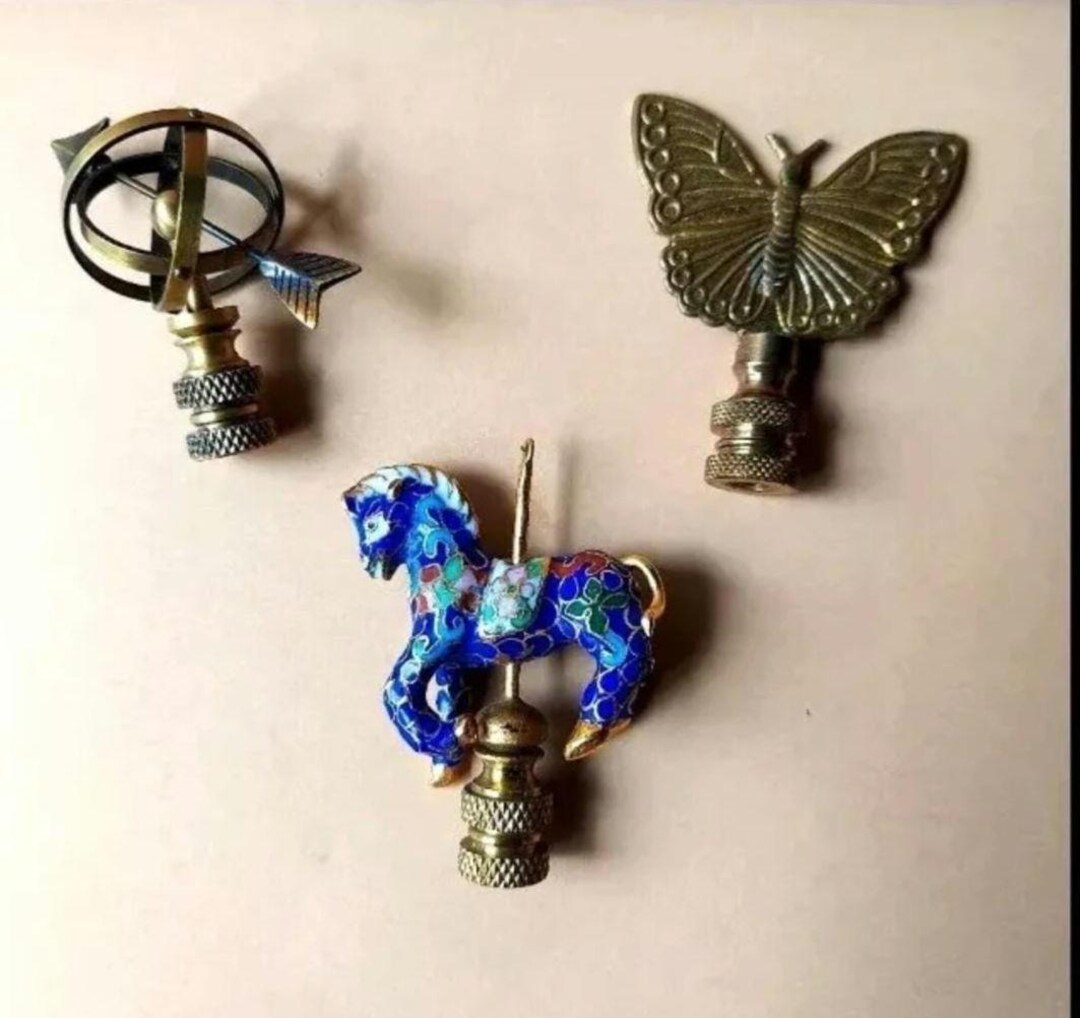 Vintage 3 Antique Lot Light Lamp Finial Toppers Ornate Brass MCM ...