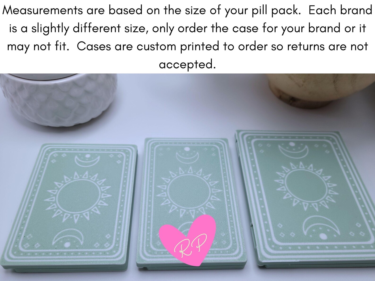 Green Celestial Birth Control Case, Custom Pill Pack Holder, Sun Moon ...