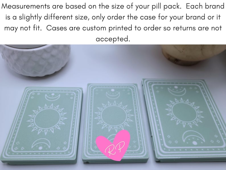 Green Celestial Birth Control Case, Custom Pill Pack Holder, Sun Moon ...