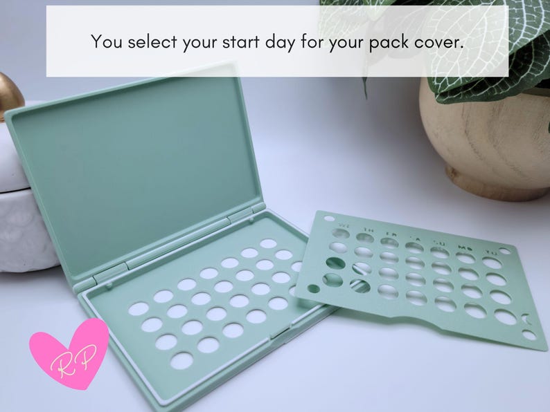 Green Celestial Birth Control Case, Custom Pill Pack Holder, Sun Moon ...
