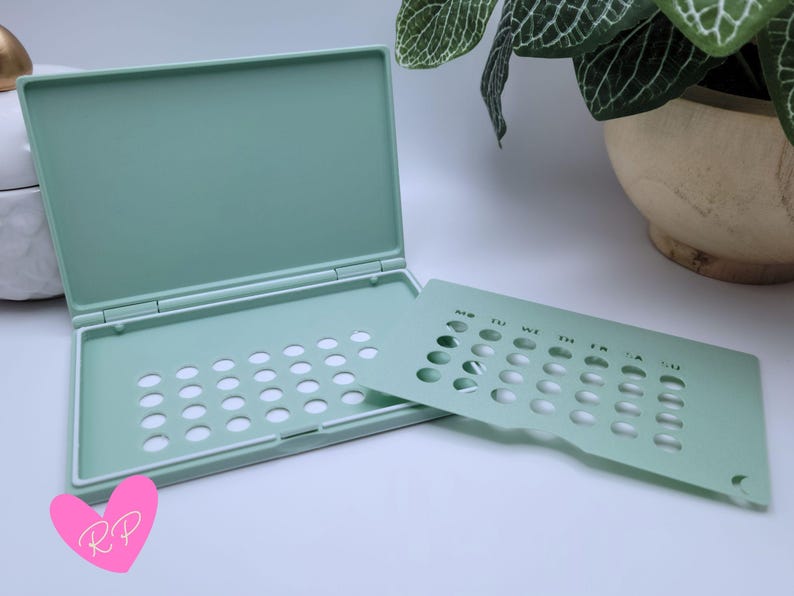 Green Celestial Birth Control Case, Custom Pill Pack Holder, Sun Moon ...