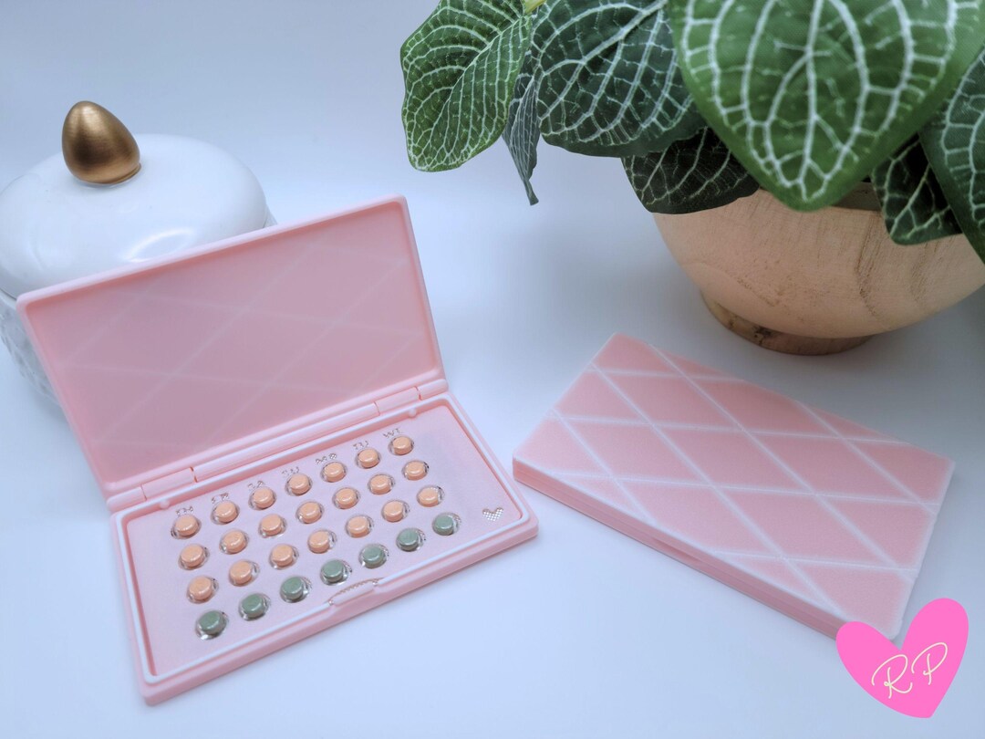 Light Pink Diamond Custom Birth Control Pill Case – Pretty, Preppy, 3D ...