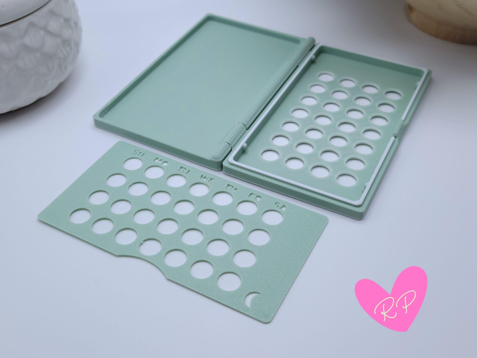 Green Celestial Birth Control Case, Custom Pill Pack Holder, Sun Moon ...