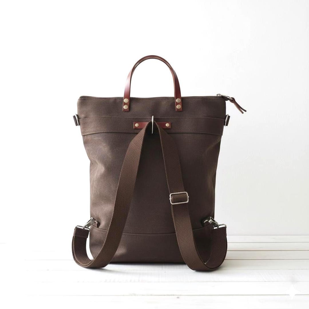 Waxed Canvas Convertible Backpack: Diaper Bag, Laptop Rucksack - Etsy
