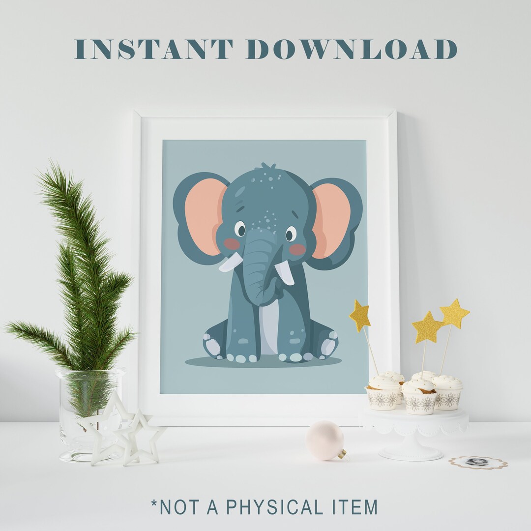 Cute Elephant Nursery Wall Art, INSTANT DOWNLOAD - Etsy