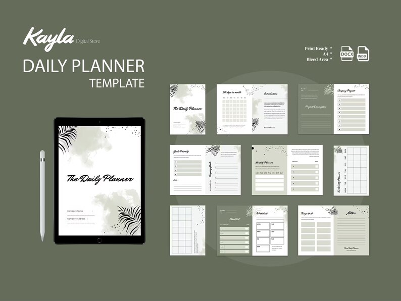 Daily Planner Editable Template, Ready to Print A4 - Etsy