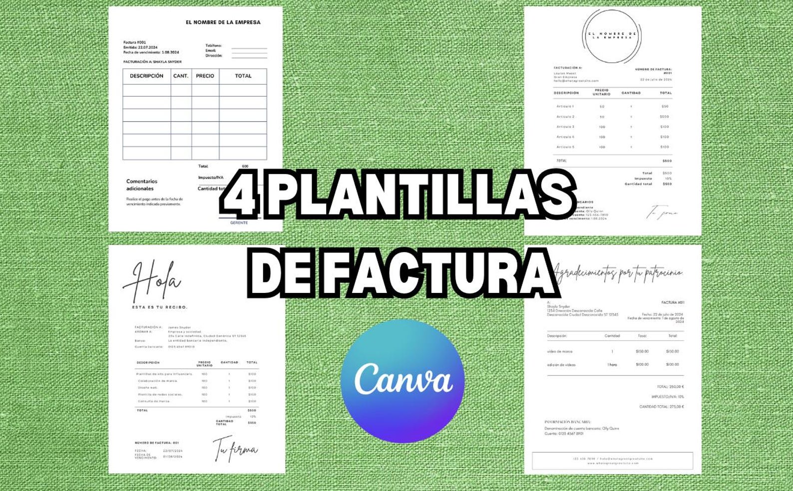 Plantillas De Facturas Elegantes En Español Factura PDF Plantillas ...