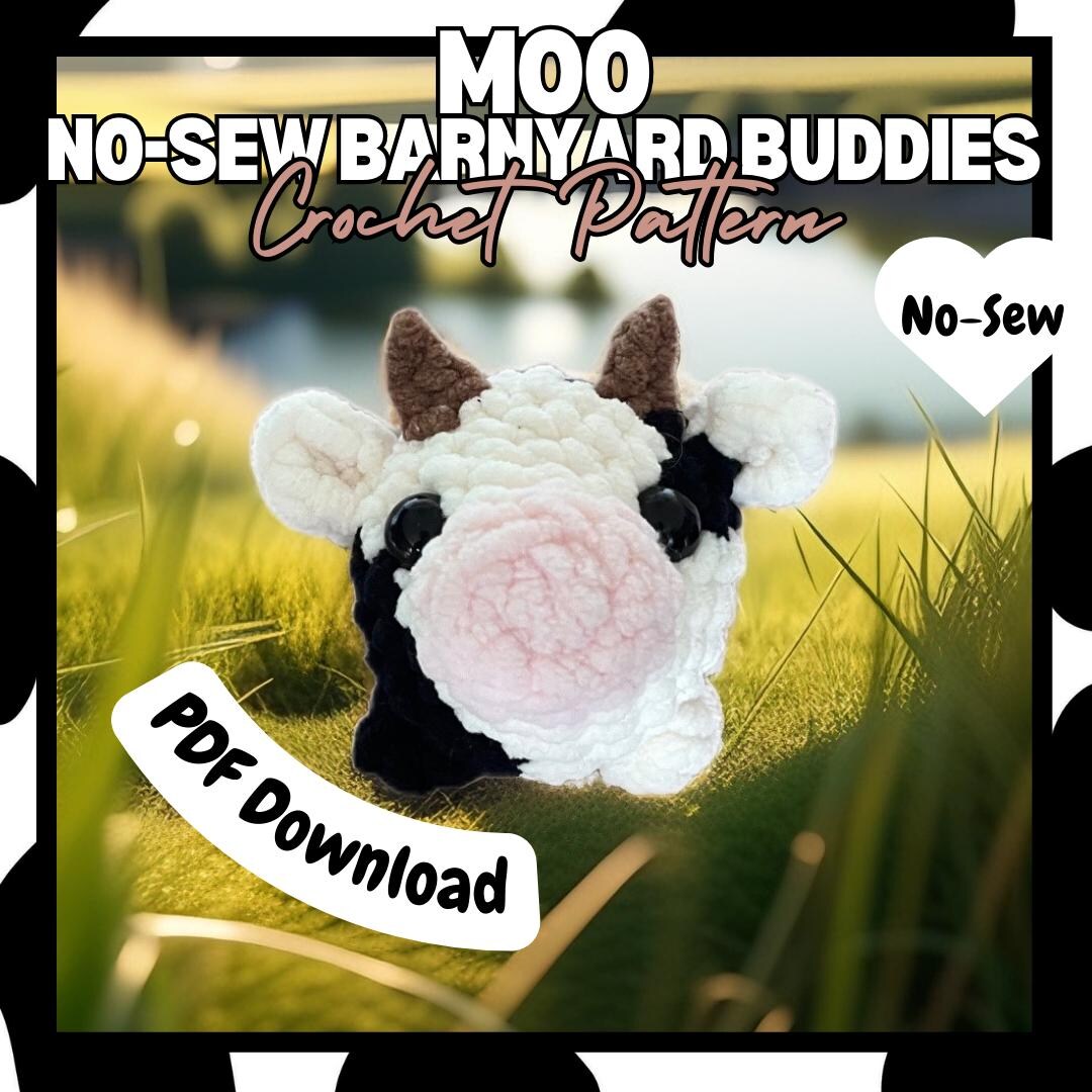 Quick & Easy, No-sew, Cow Crochet Pattern - No-sew Mini Barnyard ...