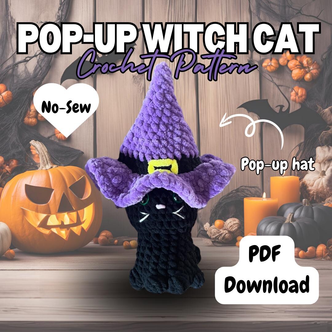 Quick & Easy | No-sew | Pop-up Witch Cat Crochet Pattern | Halloween ...